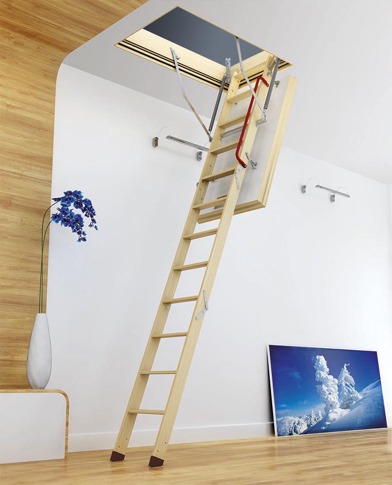 Wooden folding highly insulated loft ladders LWT, LTK Thermo - FAKRO